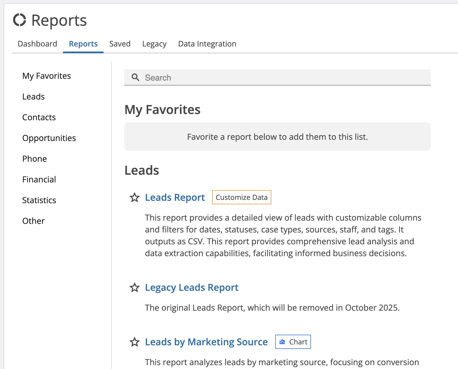 Reports – Lead Docket